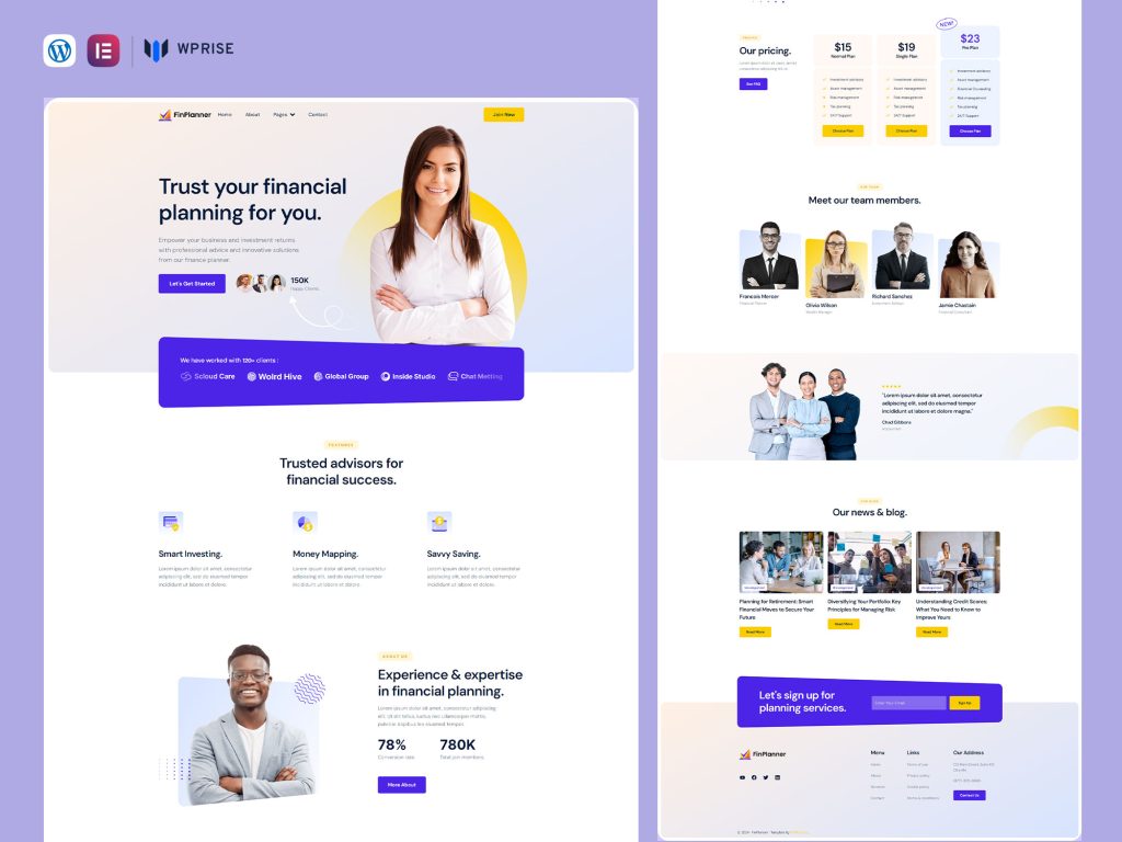 FinPlanner - Financial Planner & Advisor Elementor Template - WPRise