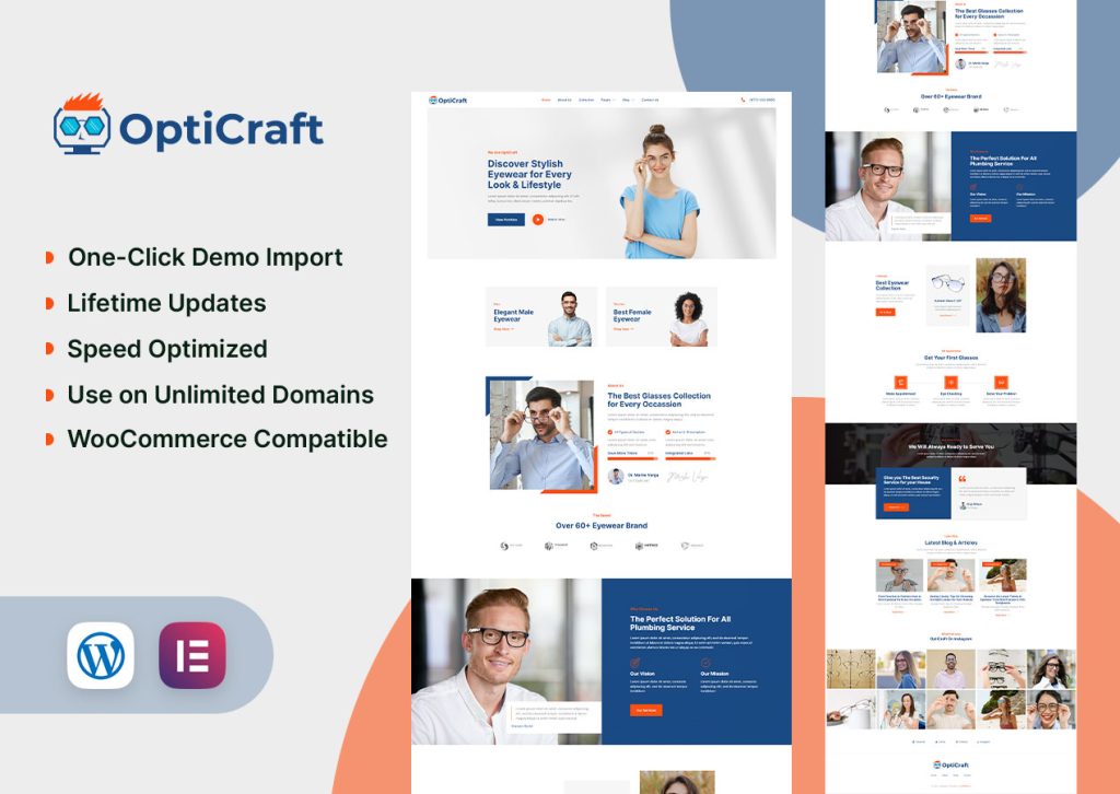 OptiCraft - Eyewear Glasses Optical Elementor Template - WPRise