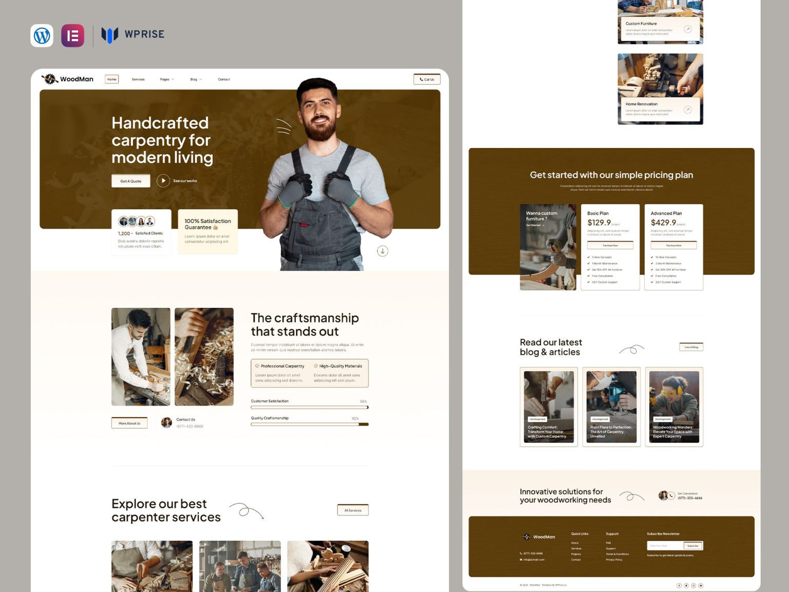 WoodMan - Carpenter & Craftsman Elementor Template - WPRise