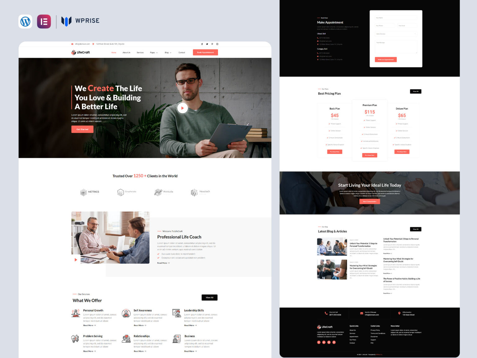LifeCraft - Life Coach & Speaker Elementor Template - WPRise