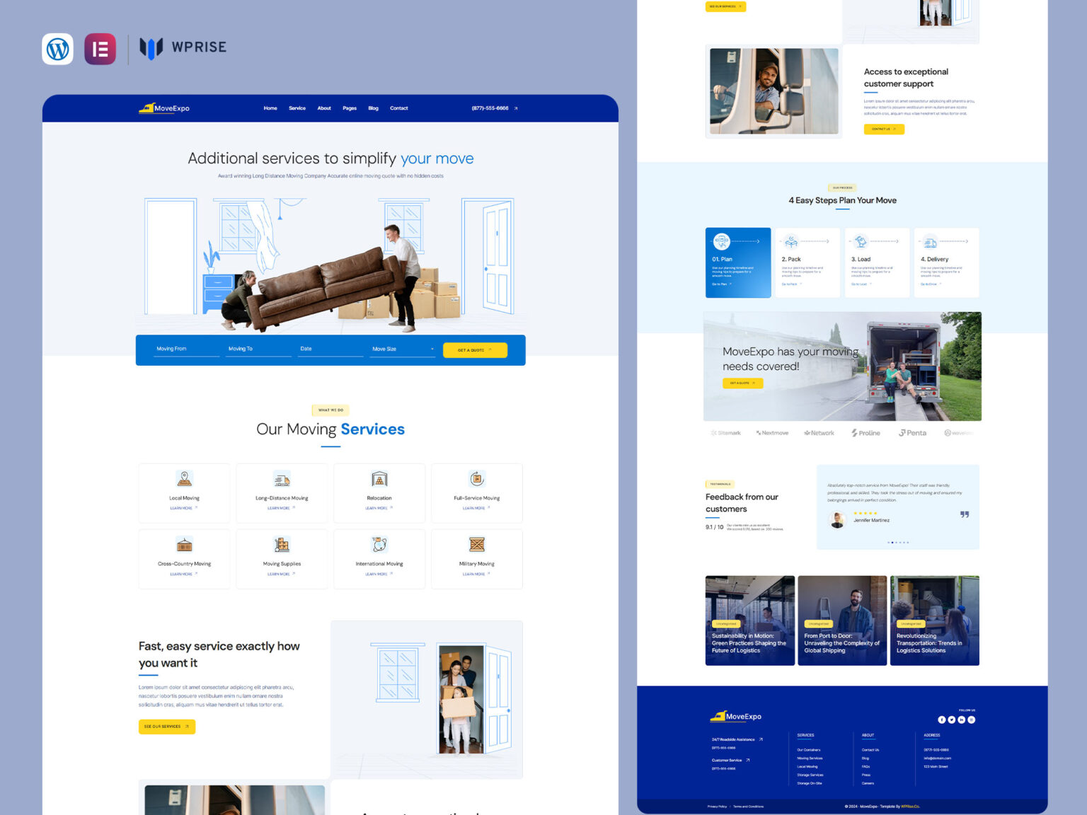MoveExpo - Moving & Storage Company Elementor Template - WPRise