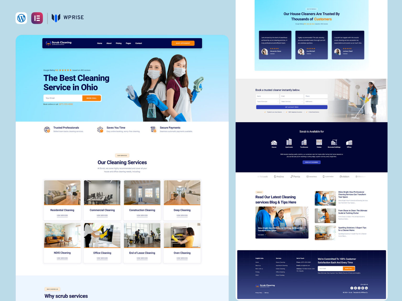 Scrub - Cleaning Services Company Elementor Template Landing Pages and ...
