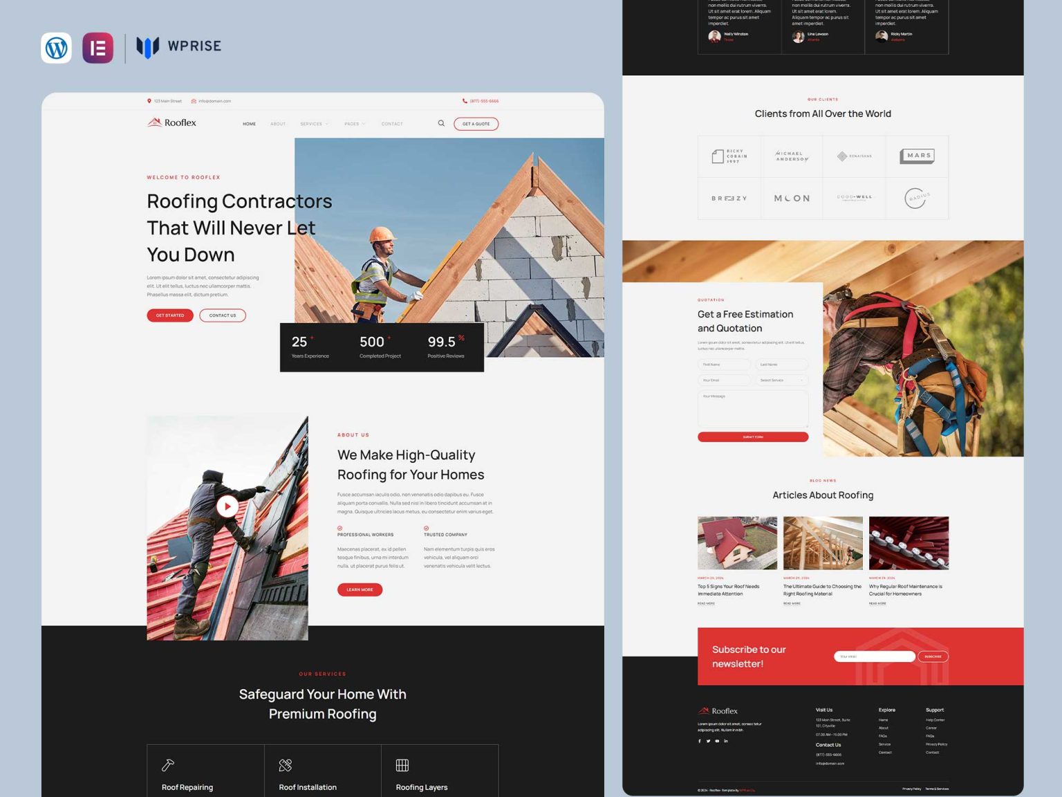 Rooflex - Roofing Services Elementor Template Landing Pages and Website ...