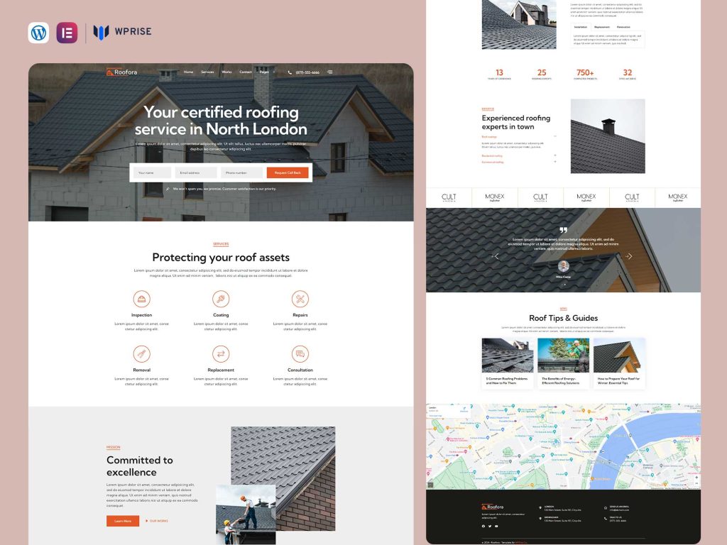 Roofora - Roofing Services Elementor Template - WPRise
