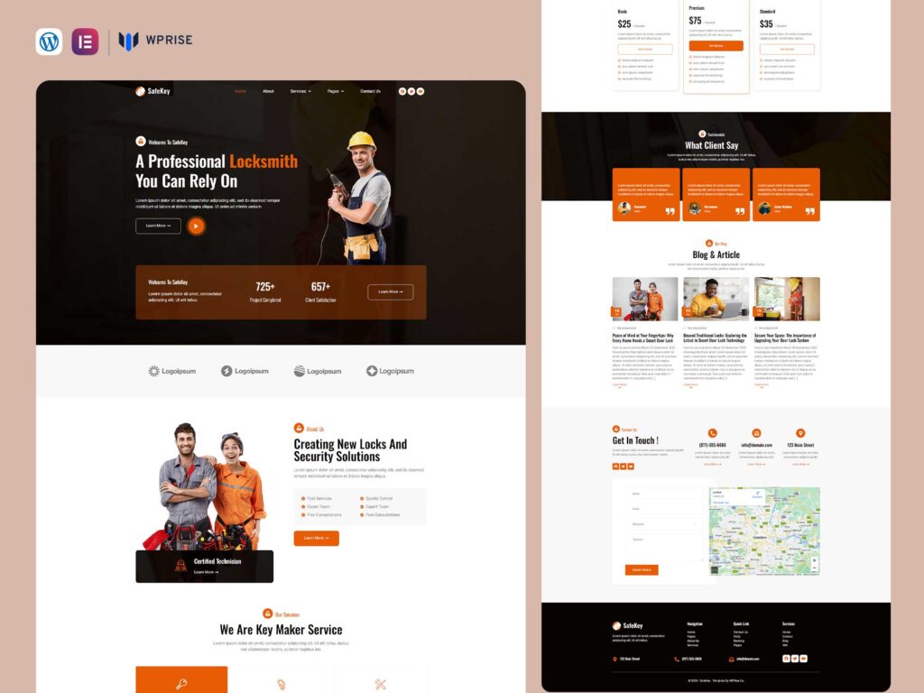 Safekey Locksmith And Key Maker Service Elementor Template Wprise