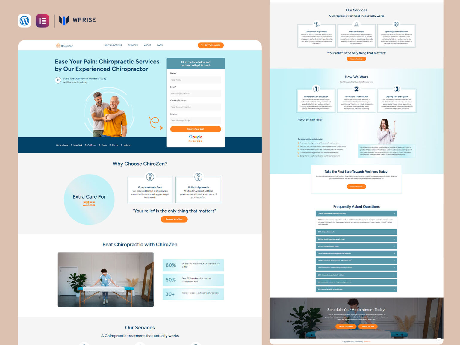 ChiroZen - Chiropractic Care Landing Page for Lead Generation - WPRise