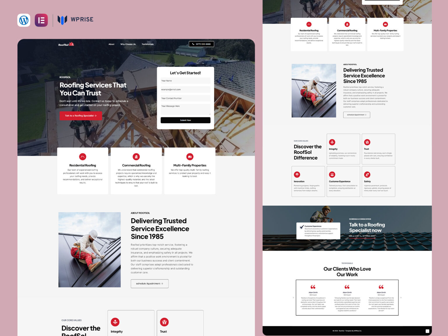 RoofSol - Roofing Landing Page Template - WPRise