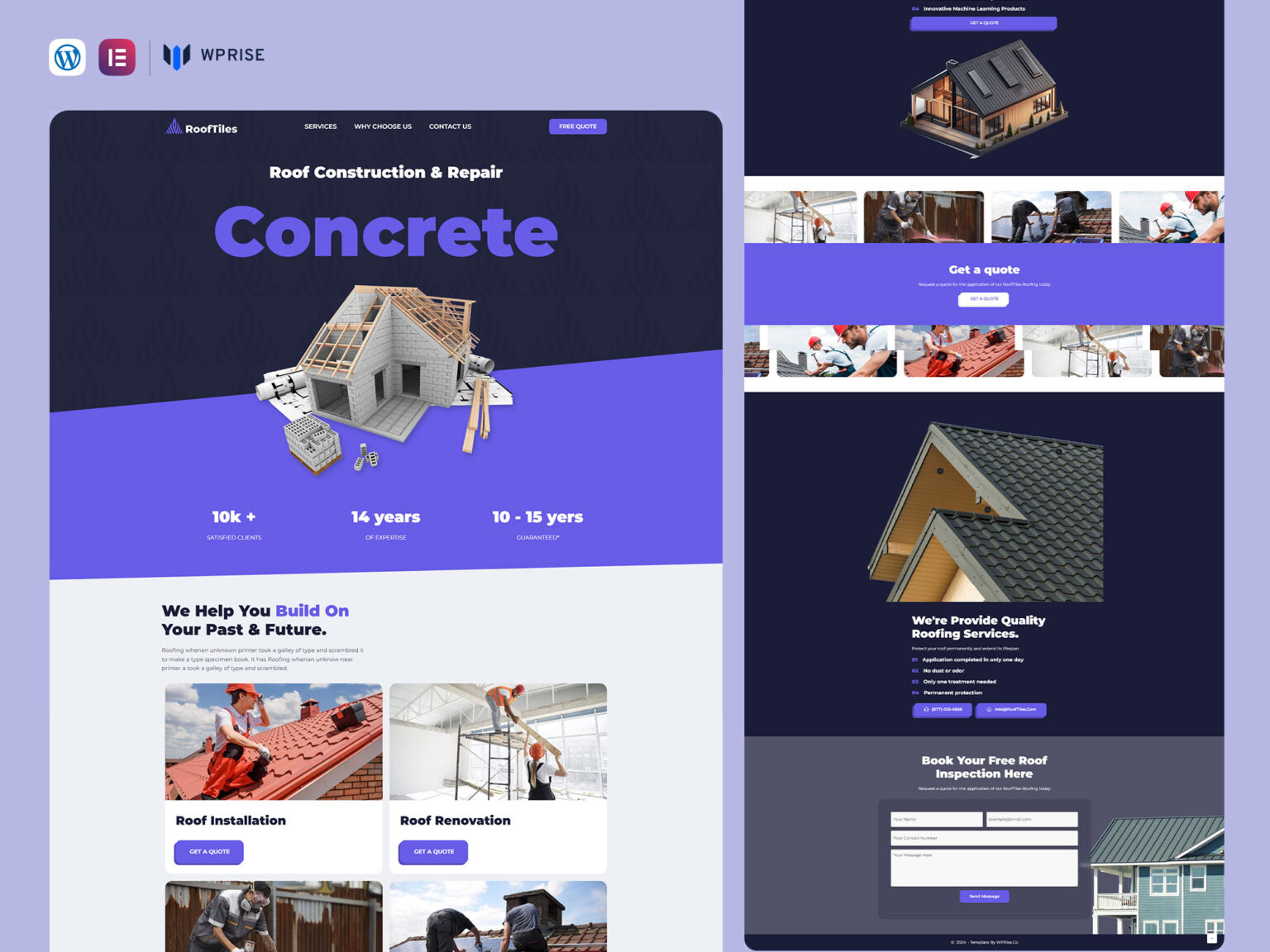 RoofTiles - Roofing Landing Page Template - WPRise