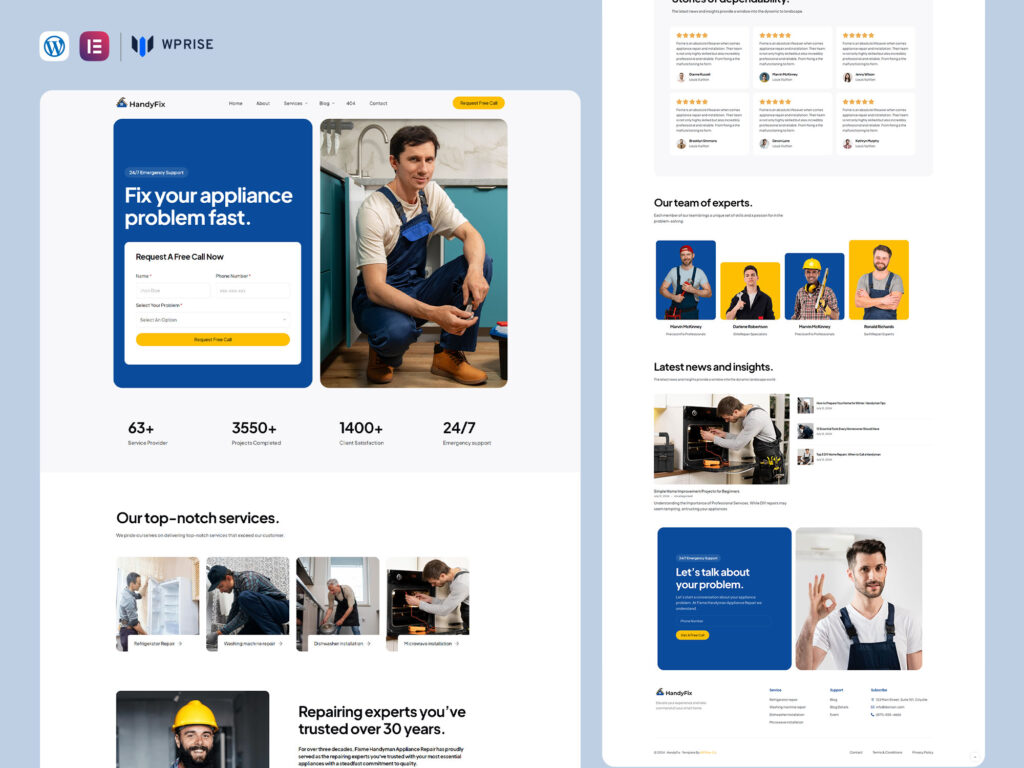 HandyFix - Handyman Service Elementor Template - WPRise