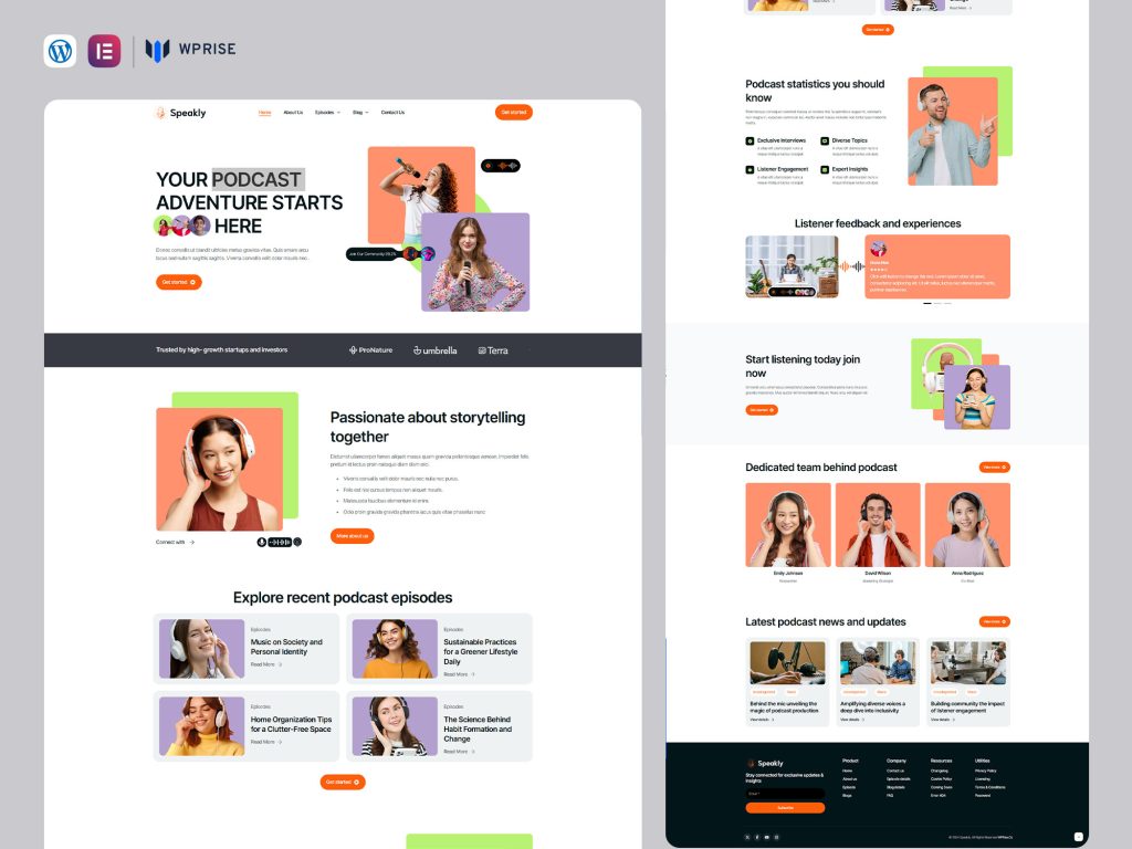 Speakly - Podcast & Audio Streaming Elementor Template - WPRise