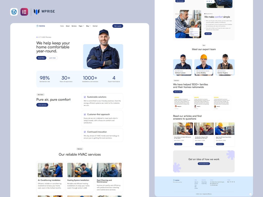 Ventra - HVAC Specialist Elementor Template - WPRise