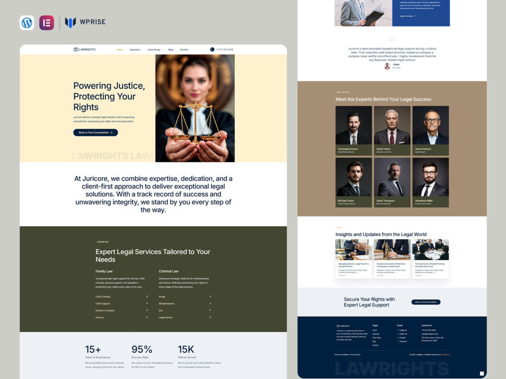 LawRights - Law & legal services Elementor Template Landing Pages and ...