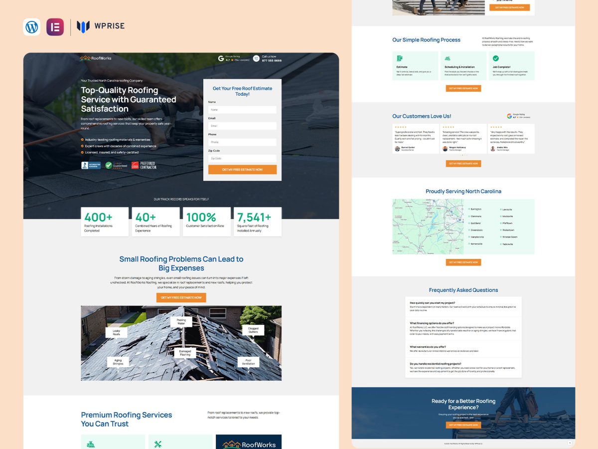 Best Roofing Landing Pages For Lead Generation - WPRise