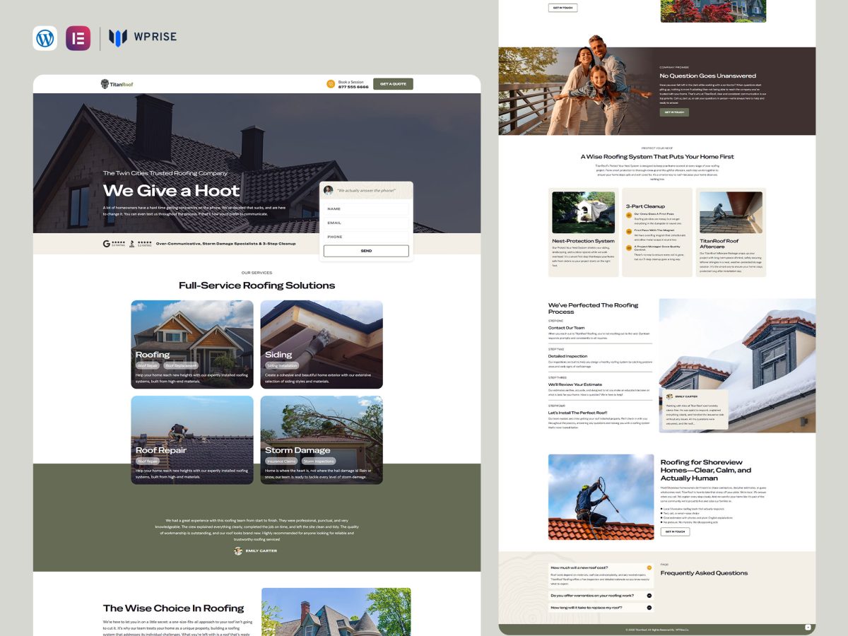 RoofRing - Roofing Landing Page Template - WPRise