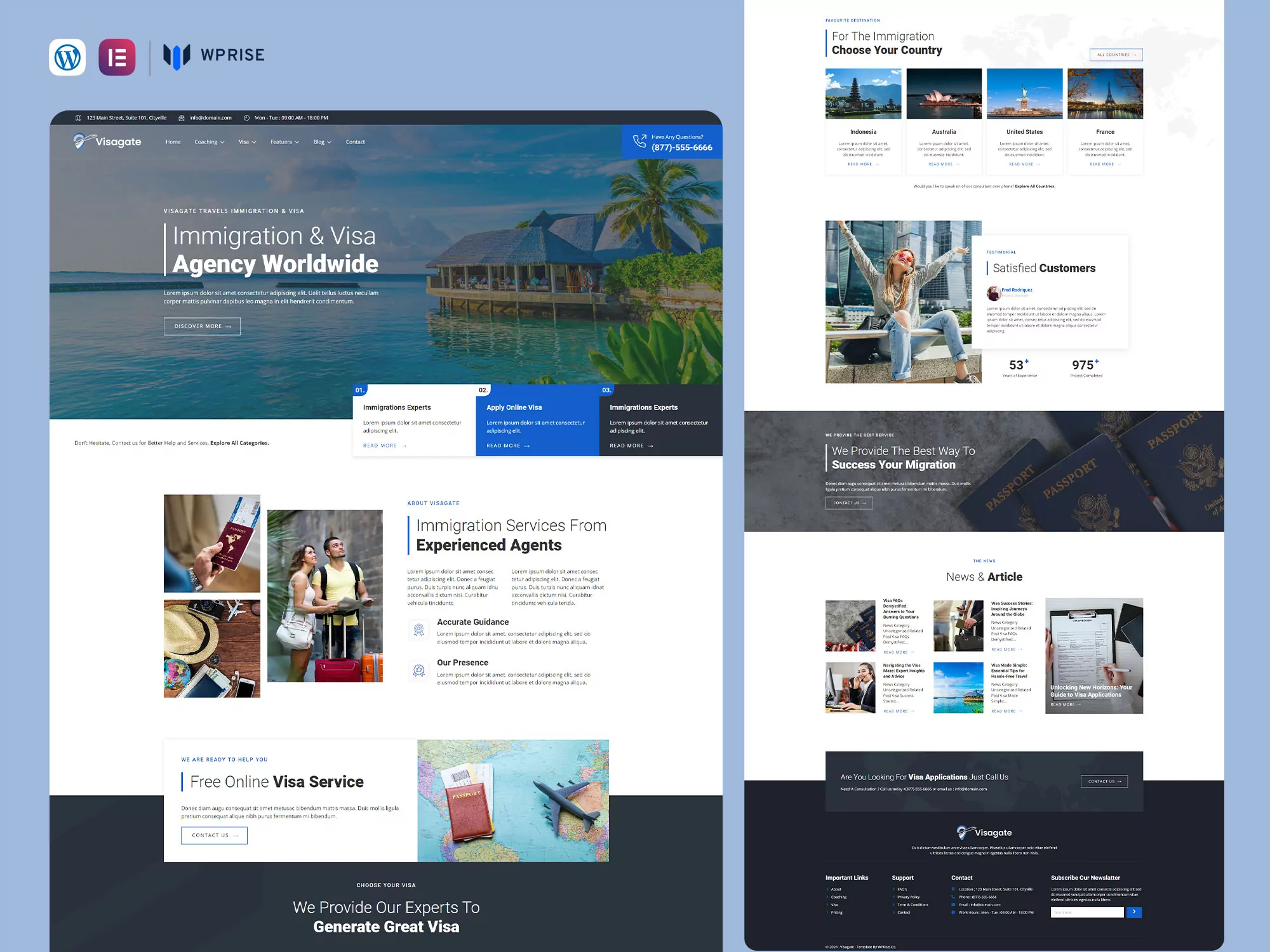 Visa Consulting & Immigration Website Templates - WPRise